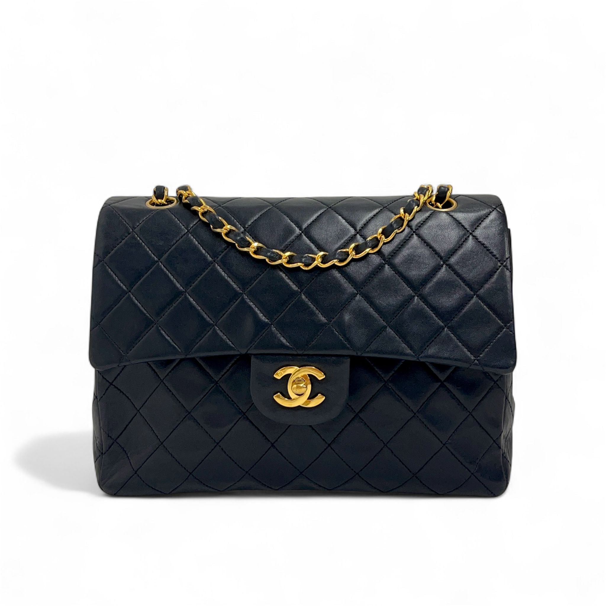 Chanel Borsa Vintage Timeless Classica 25 Doppia Patta a Due Vie in Pe ...